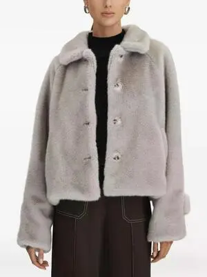 MEOTINE Buttoned-front Faux Fur Jacket