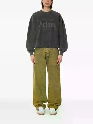 Aries Logo-embellished Crew-neck Sweatshirt - Black