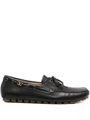 Valentino Garavani Fastaway Leather Boat Shoes - Black