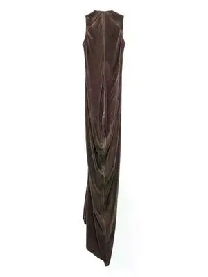 Rick Owens Draped Velvet Dress - Brown