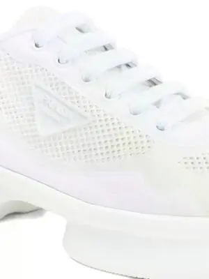 Prada Mesh-panel Lace-up Sneakers - White