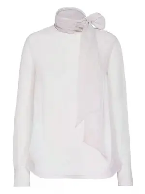 Brunello Cucinelli Pussybow Silk Blouse