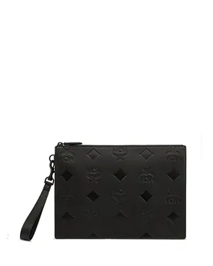 Mcm Aren Medium Leather Pouch - Black