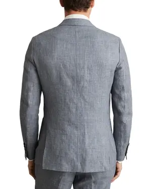 REISS Slim Fit Prince Of Wales Check Linen Blazer