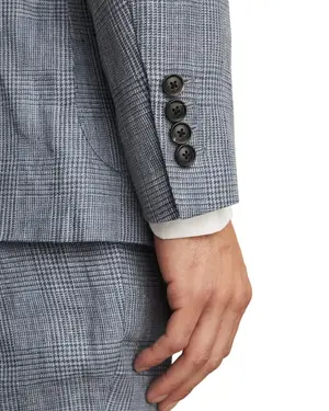 REISS Slim Fit Prince Of Wales Check Linen Blazer