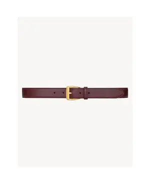 Saint Laurent Trapezoid Belt In Grained Leather - Hot Wine
