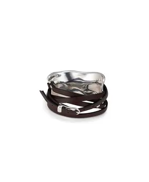 UNODE50 Sterling-plated Leather Wrap Bracelet - Silver