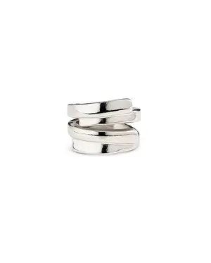 UNODE50 18k -plated Multiband Ring With Irregular Slits - Silver