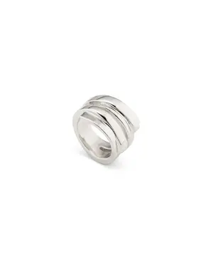 UNODE50 18k -plated Multiband Ring With Irregular Slits - Silver