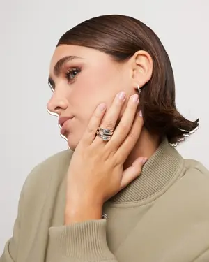UNODE50 18k -plated Multiband Ring With Irregular Slits - Silver