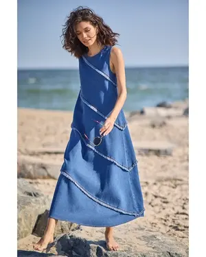 Lyssé Mirabella Denim Fringe Midi Dress
