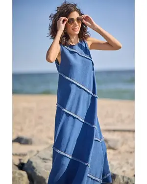 Lyssé Mirabella Denim Fringe Midi Dress