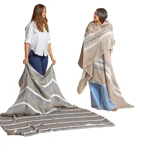 MATOUK Como 360 Beach Wrap Linen Throw - S'mores Stripe