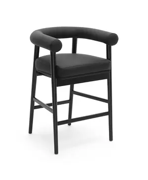 TOV FURNITURE Spara Faux Leather Counter Stool - Black