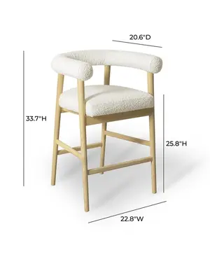 TOV FURNITURE Spara Performance Boucle Counter Stool - Cream