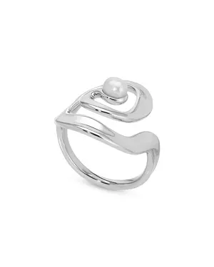Ettika Cultured Freshwater Pearl Swirl Ring - Silver