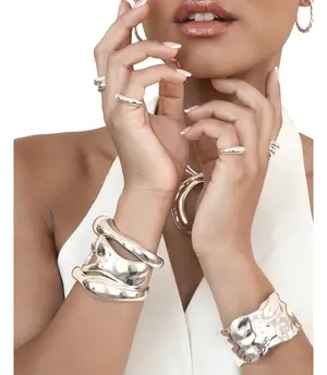 Ettika Liquid Love Cuff Bracelet - Silver