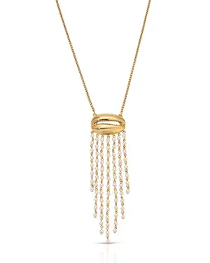 Ettika Mykonos Shell Imitation Pearl Fringe Pendant Necklace - Gold