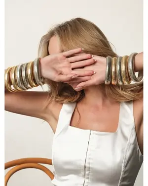 Ettika Set Of 3 Flex Snake Chain Stretch Bracelets - Two Tone