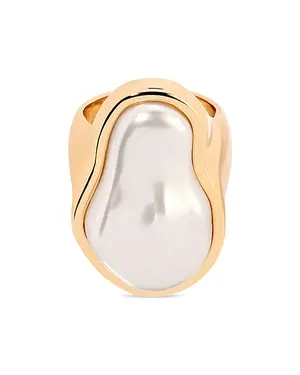 Ettika Sea Born Imitation Pearl Cocktail Ring - Gold
