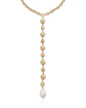 Ettika Cultured Freshwater Pearl Lariat Necklace - Gold
