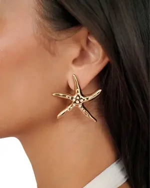 Ettika Pave Starfish Statement Stud Earrings