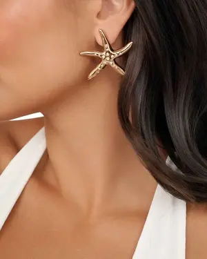 Ettika Pave Starfish Statement Stud Earrings