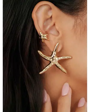 Ettika Pave Starfish Statement Stud Earrings