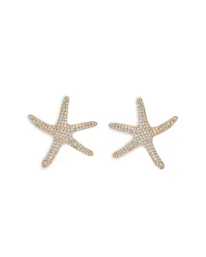 Ettika Pave Starfish Statement Stud Earrings - Gold