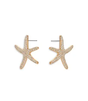 Ettika Pave Starfish Statement Stud Earrings