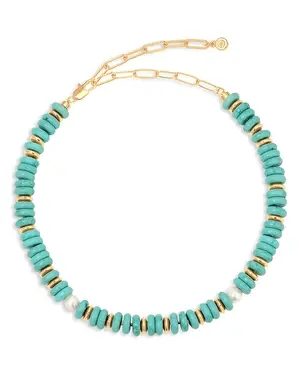 Ettika Saint Tropez Stone Breaded Collar Necklace - Gold