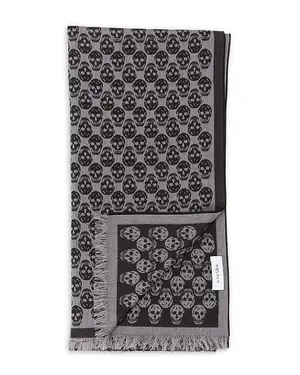 Alexander McQueen Skull Monogram Scarf - Grey/black