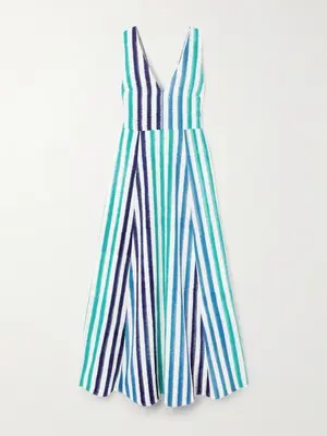 EMPORIO SIRENUSE Nellie Striped Cotton Maxi Dress - Blue