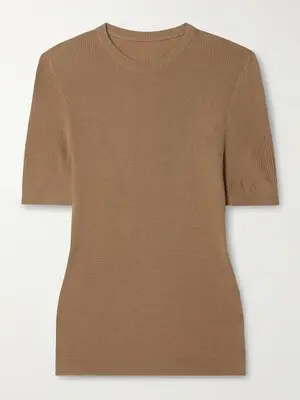 Khaite Celina Ribbed Wool-blend Top - Brown