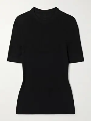 Khaite Celina Ribbed Wool-blend Top - Black