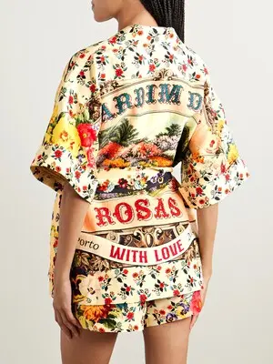 Camilla Double-breasted Belted Printed Linen And Silk-blend Jacket