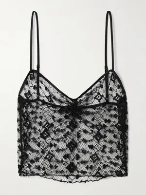 Kiki De Montparnasse Cropped Lace-trimmed Camisole - Black