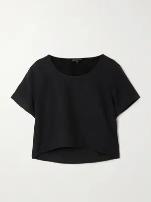 JAMES PERSE Cropped Linen-canvas T-shirt