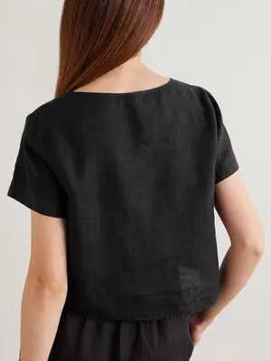 JAMES PERSE Cropped Linen-canvas T-shirt