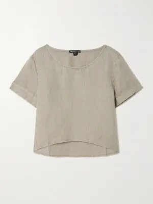 JAMES PERSE Cropped Linen-canvas T-shirt