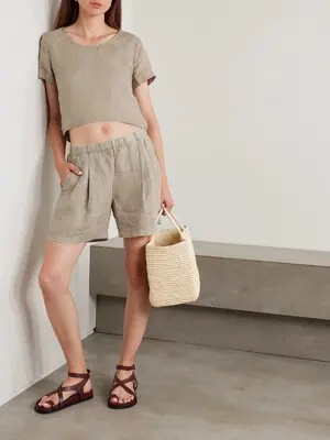 JAMES PERSE Cropped Linen-canvas T-shirt