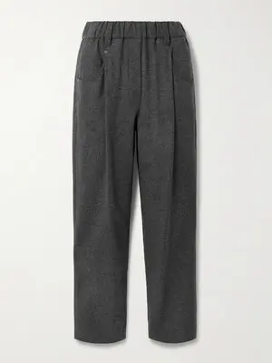 Brunello Cucinelli Cropped Pleated Virgin Wool And Cashmere-blend Trousers