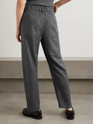 Brunello Cucinelli Cropped Pleated Virgin Wool And Cashmere-blend Trousers