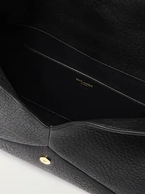 Saint Laurent Cassandre Large Textured-leather Clutch - Black
