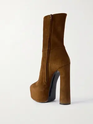 Saint Laurent Nico Buckled Suede Platform Boots