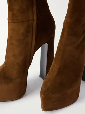 Saint Laurent Nico Buckled Suede Platform Boots