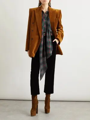 Saint Laurent Pussy-bow Checked Silk-chiffon Blouse