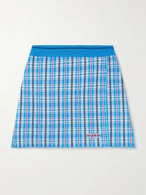 Marni Wrap-effect Checked Stretch-knit Mini Skirt