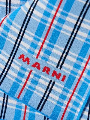 Marni Wrap-effect Checked Stretch-knit Mini Skirt