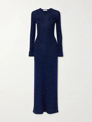 Rabanne Studded Wool-blend Maxi Dress - Blue